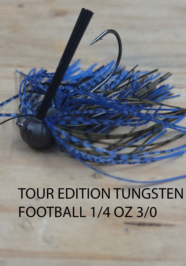 TOUR EDITION TUNGSTEN FOOTBALL HEAD 1/4 OZ 3/0 ROUND BEND HOOK 2 pack ...
