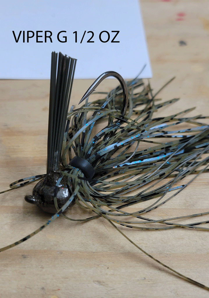 VIPER G FLIPPING JIG WITH GAMAKATSU 4/0 FLAT EYE ROUND BED HOOK 1/2 OZ ...