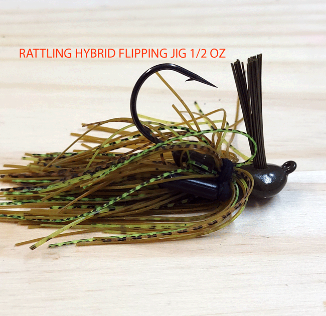 RATTLING HYBRID ARKY FLIPPING JIG 1/2 OZ MUSTAD 5/0 HEAVY WIRE HOOK 3p ...